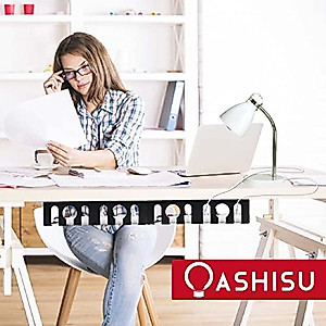 OASHISU 2Pack Under Desk Cable Management Tray in Steel with Cord Management Organizer Kit Cable Sleeves Cable Clips Holder Self Adhesive Tie Fastening Cable Ties for Office & Home Black Cable Raceway