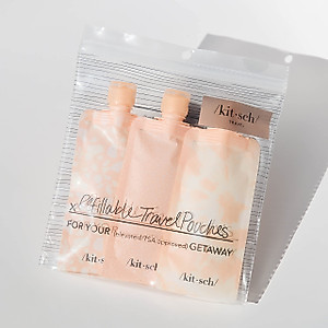 Kitsch Travel Containers - Leak Proof Refillable Squeeze Pouches | TSA Approved Travel Pouches for Toiletries & Shampoo Travel Container | Travel Liquid Container | Travel Tubes, 3oz (Blush)