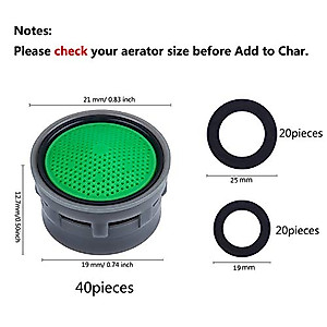 40 Pieces Faucet Aerator Flow Restrictor Insert Faucet Aerators Replacement Parts for Bathroom or Kitchen, Red(2.2 GPM) and Green(1.5 GPM)