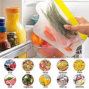 Reusable Storage Bags, 12 Pack BPA Free Leakproof Freezer Bag for Liquid Lunch Sandwich Marinate Meat Fruits - 2 Gallon, 5 Sandwich and 5 Small Bags, Food Grade, Thick, Leakproof and Washable
