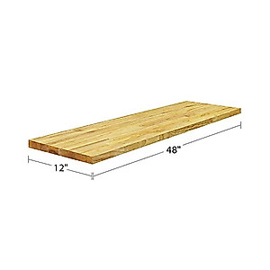 BenchPro Floating Shelf Wall Mounted Solid Butcherblock Shelf 12" Depth x 48" Length x 1" Thick