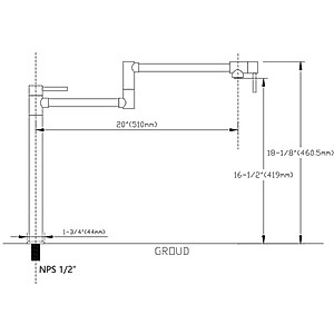 Deck Mount Pot Filler Faucet Brushed Nickel Finish with Extension Shank and 20" Dual Swing Joints Spout, SUMERAIN