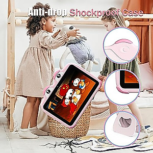 YINOCHE Kids Tablet 10 inch Android Tablet for Kids 64GB Toddler Tablet with Case WiFi Children's Tablets with Dual Camera Touch Screen Kids Apps Installed Tablet for Toddlers Netflix YouTube (Pink)