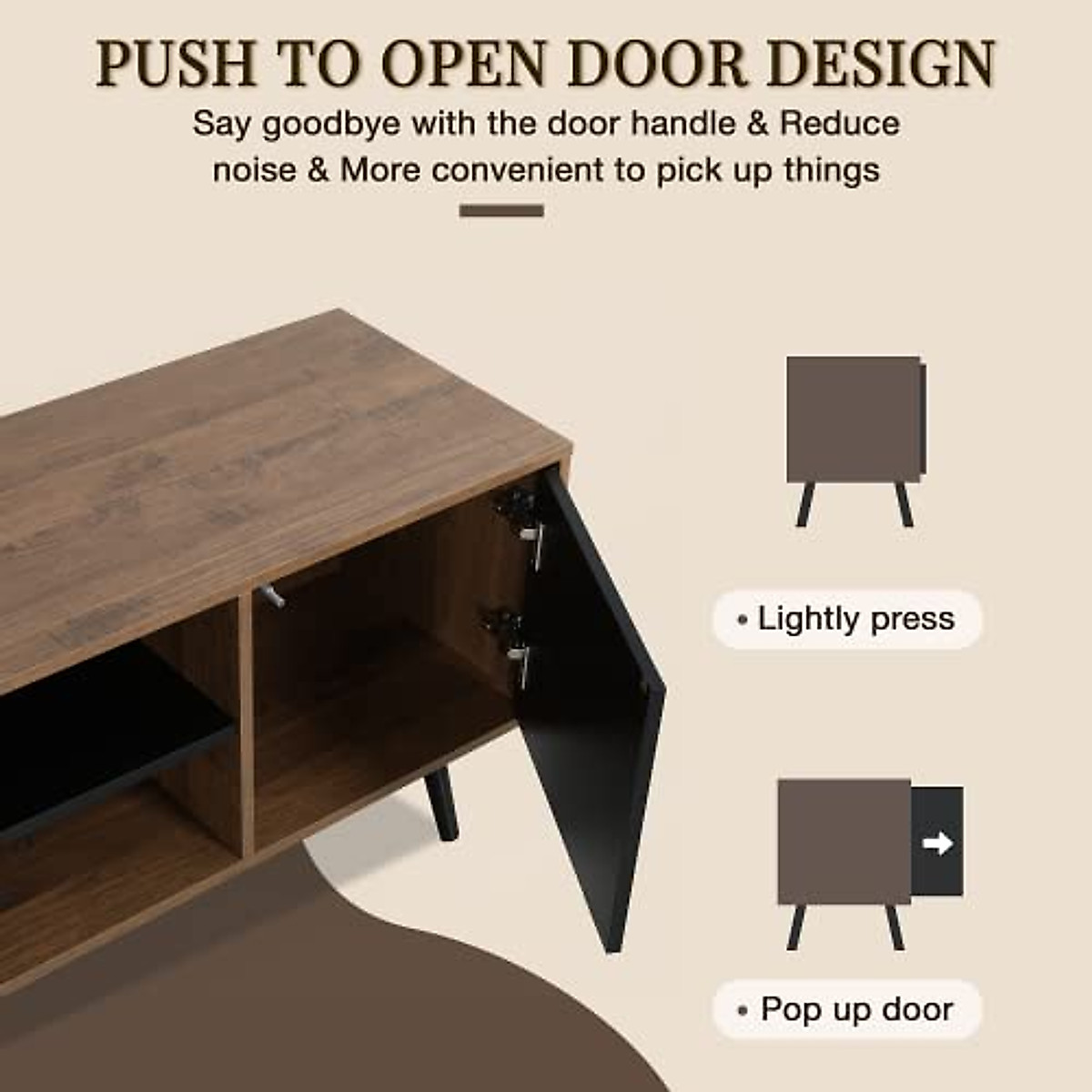 AVAWING 42 Inch TV Stand with Storage, Modern Media Console, Mid Century Modern TV Stand for Bedroom, Livng Room Entertainment Center, Rustic Brown