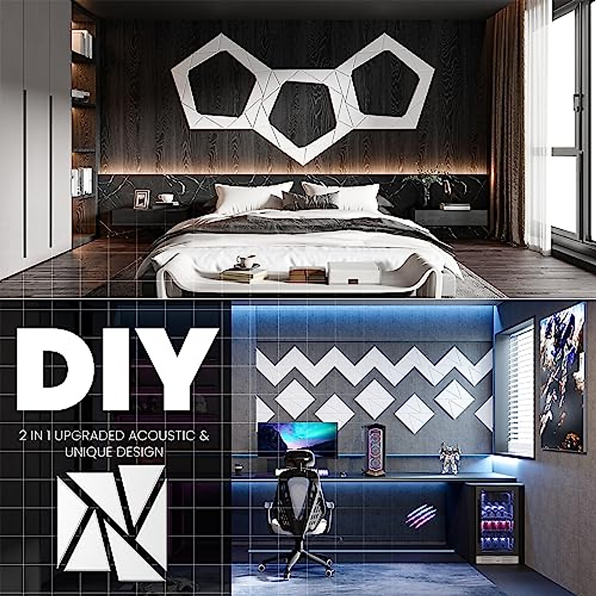 18 pack Acoustic Panels With Self-Adhesive, 12"X 12"X 0.4"Sound Proof Foam Panels, Sound Panels High Density, Soundproof Wall Panels for Home Studio Office-White