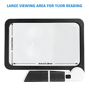 Delixike 5X Large Magnifying Glass with Bright Led,Page Magnifier with 48 Anti-Glare Dimmable LEDs,3 Color Lighting Modeds for Low Vision, Small Print, Aging Eyes and Seniors