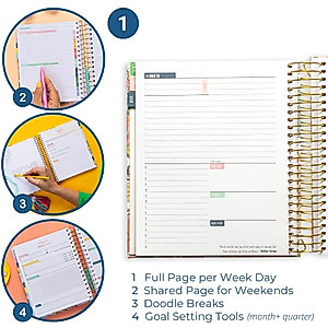 KITLIFE 2023 Keeping it Together Daily Planner | Chic Women’s Planner with Monthly Calendar – Spiral Bound Hardcover Appointment Book – Schedule Your Business Day – Agenda with Premium Paper, Floral