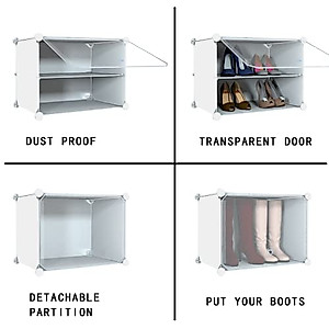 HOMICKER Shoe Rack Organizer, 24 Pair Shoe Storage Cabinet with Door Expandable Plastic Shoe Shelves for Closet,Entryway,Hallway,Bedroom,6 Tier