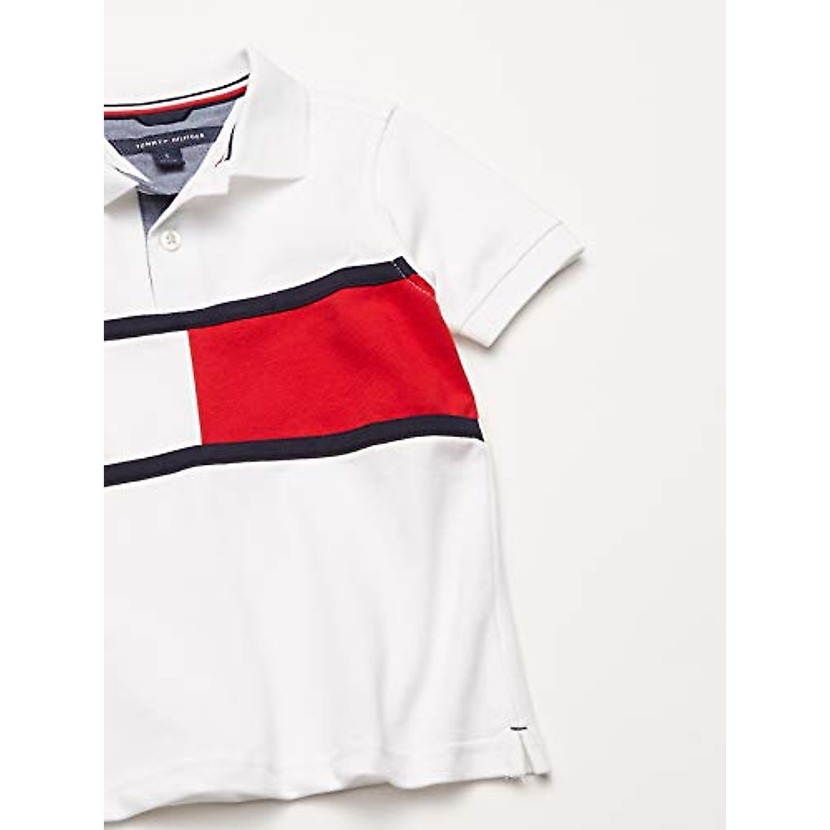Tommy Hilfiger Boys' Short Sleeve Fashion Polo Shirt, Gary White, 8-10
