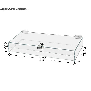 Acrylic Locking Display Case with Keys 16" x 10" x 3" Clear Rectangular Countertop Tray with Lid for Antiques Artifacts Collectibles Jewelry Currency and Coins by Marketing Holders