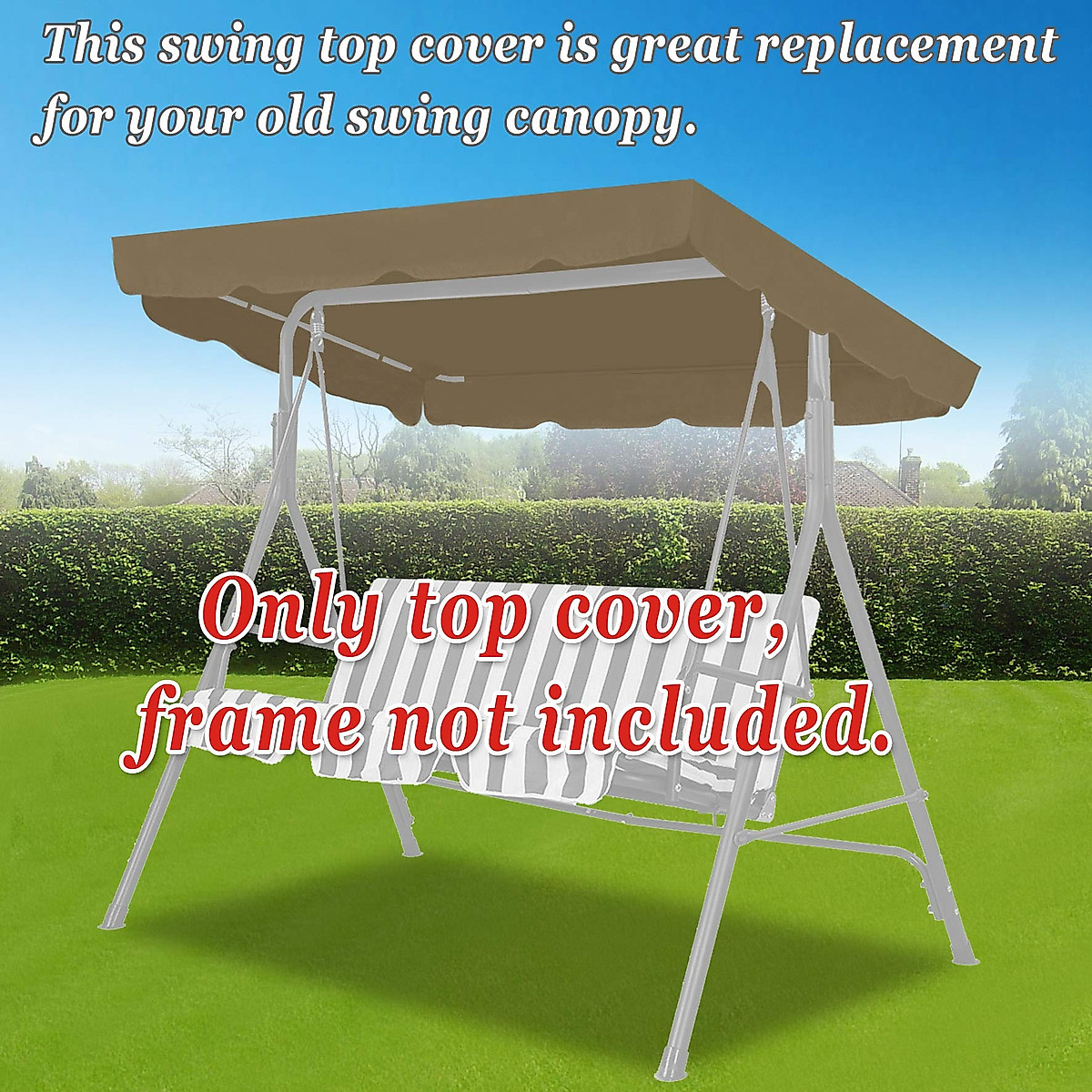 Strong Camel Patio Swing Cover Garden Outdoor Swing Replacement Canopy Cover (73"x52", Taupe)