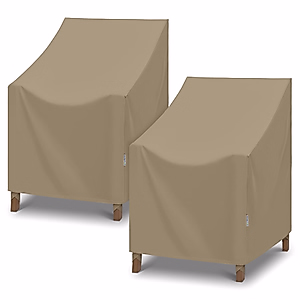 SunPatio Outdoor Dining Chair Covers Waterproof, Heavy Duty Patio Chair Covers for Outdoor Furniture, Fade Resistant Lawn Furniture Covers, All Weather Protection, 2Pack - 27" W x 29" D x 35" H, Taupe
