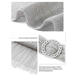 EASEDAILY Women's Shawls and Wraps for Evening Dresses Sparkling Wedding Scarf Fringe Bridal Capelet for Bride and Bridesmaid