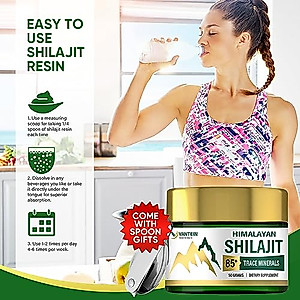 Himalayan Shilajit Resin Supplement 500mg, 85+ Trace Minerals Complex for Brain Booster, Energy, Immune Support, Overall Health - 50g (2-3 Month Supply)