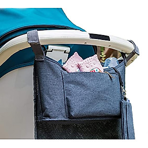 Simple Being Baby Stroller Organizer, Universal Fit Storage Compartments Travel Accessories Bag (Black)