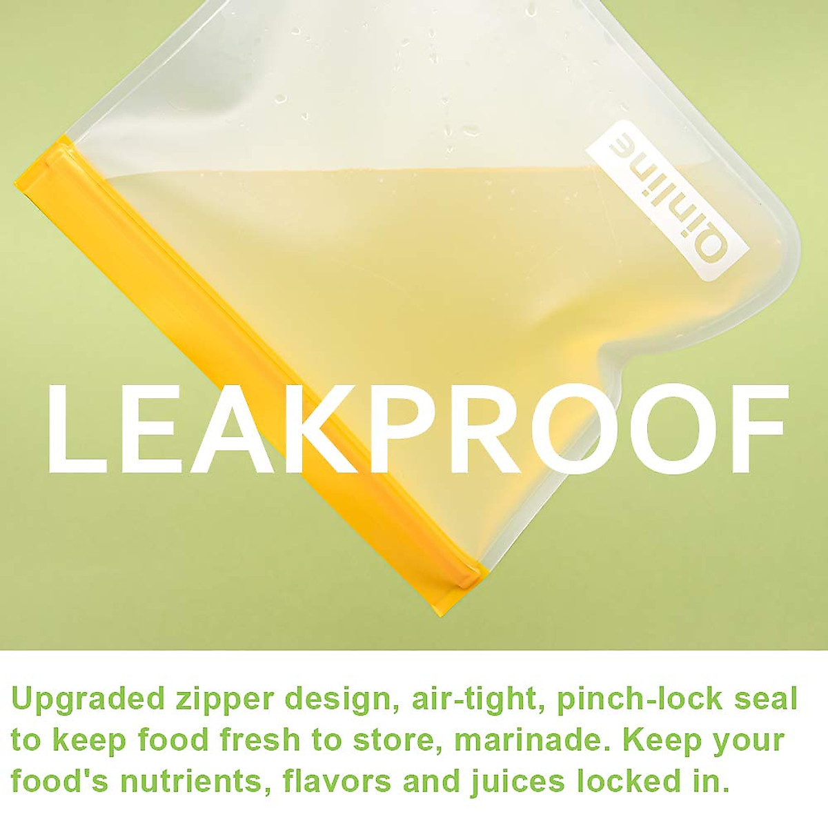 Qinline Reusable Food Storage Bags - 10 Pack Freezer Bags, BPA Free Reusable Bags Silicone, Extra Thick Leakproof Reusable Lunch Bag for Salad Fruit Snack Travel - 2 Gallon 4 Sandwich 4 Snack Bags