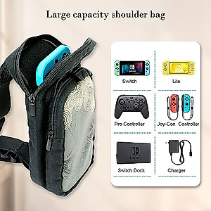 PERFECTSIGHT Travel Bag for Nintendo Switch/Lite/OLED, Cute Crossbody Shoulder Bag for Tears of The Kingdom, Portable Sling Backpack Game Carrying Case for NS Console Dock Joycon Accessories, Yellow