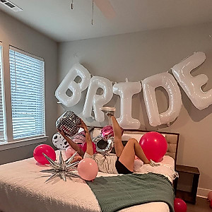 MEYSIMOON 40 inch BRIDE Balloons for Bachelorette Party Decorations White Large Bride Balloon for Bride to Be,Wedding Party,Bridal Shower Party Decor