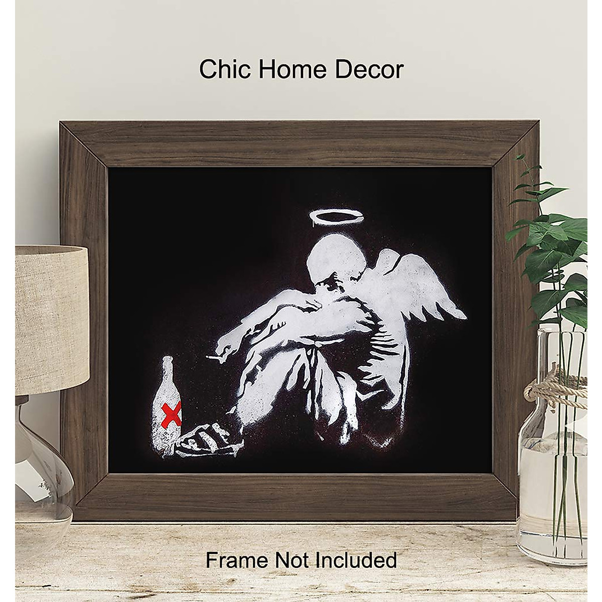 Banksy Fallen Angel Wall Art Poster Print - 8x10 Urban Graffiti Street Art Room Decor, Home Decoration - Cool Gift