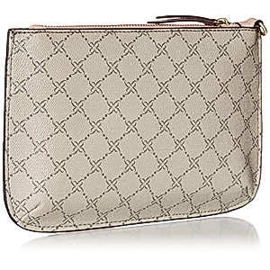 NINE WEST Lawson Wristlet, Beige Logo/Modern Pink