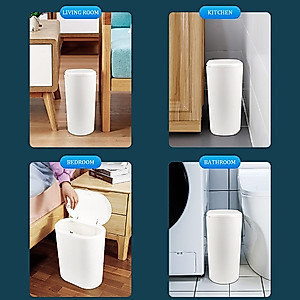 boxfan 8 Liter Rectangular Plastic Trash Can Wastebasket with Press Type Lid,1.8 Gallon Garbage Container Bin for Bathroom,Powder Room,Bedroom,Kitchen,Craft Room,Office (Black 8L)