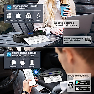 Zoolion 1 Wireless Portable Printer & 1 Thermal Paper Roll 8.5"x11" & 100 Folded Thermal Paper 8.5"x11"