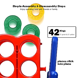 COSTWAY Jumbo 4-to-Score Giant Game Set, 4 in A Row for Kids and Adults, 3.5FT Tall Indoor & Outdoor Game Set with 42 Jumbo Rings & Quick-Release Slider, Perfect for Holiday Party & Family Game