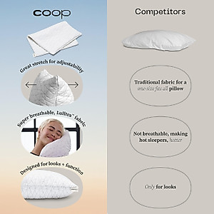 Coop Home Goods Original Pillow Case, Queen Size Pillow Case for Memory Foam Pillows, Breathable Ultra Soft Lulltra Fabric Cover with Zipper, Polyester/Rayon