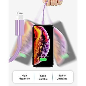 4 Pack [Apple MFi Certified] Apple Charging Cables 3ft, iPhone Chargers Lightning Cable 3 Foot, Fast iPhone Charging Cord for iPhone 14/14Pro/13/13Pro/12/11/11Pro/11Max/ X/XS/XR/XS Max/8, ipad(Purple)