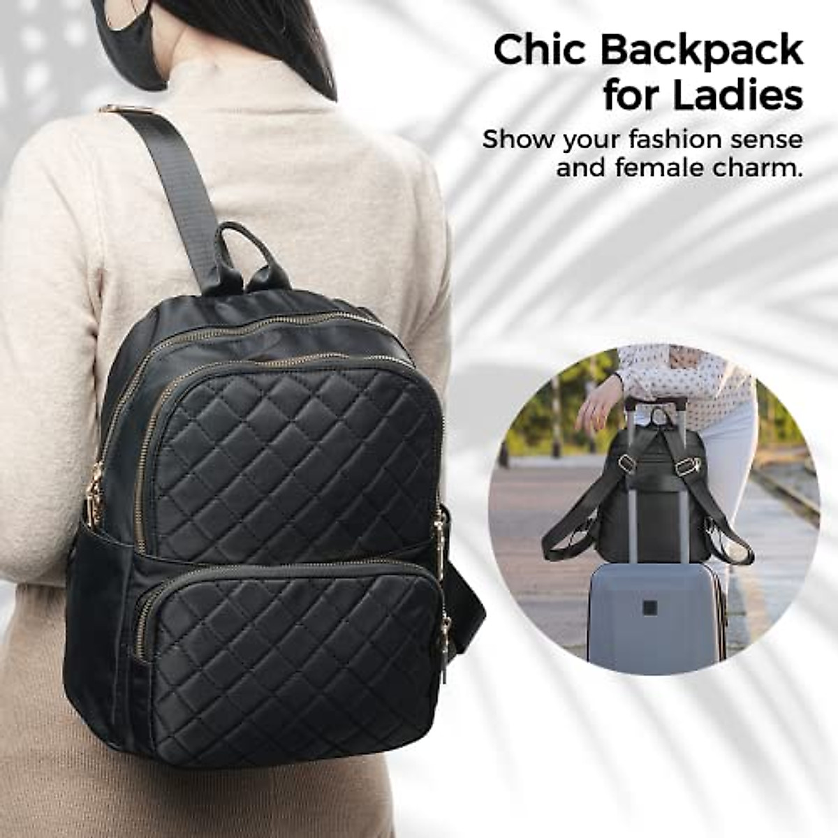 Backpack for Women and Girls, Chic Geometric Design Casual School Bag, Waterproof Oxford Cloth Shoulder Bag, Multi-pocket Large Capacity Backpack for School, Office