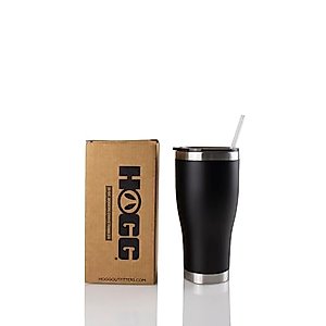 Hogg Modern Curve 30 oz Tumbler - Black, Powder Coated Tumbler, Bulk Tumblers with Lids and Straws, Engravable Blanks, Powder Coated Tumblers for Laser Engraving, Etching, Vinyl, DIY