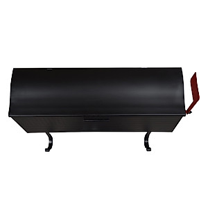 Black Patriotic Metal Wall Mounted Mailbox with Outgoing Mail Flag and Newspaper Hangers