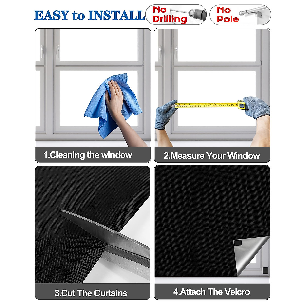 Blackout Shades for Windows(39" x 57"), Marsheepy 100% Blackout Blinds for Windows, Portable Blackout Curtains, Room Darkening Shades for Baby Nursery, Bedroom, Dorm Room, Office or Travel Use