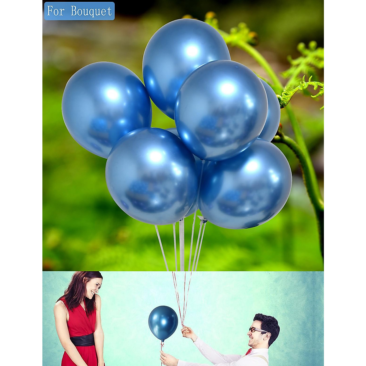 Chrome Metallic Blue Balloons 12 inch 100 pcs Latex Balloons Birthday Balloons Shiny Balloons Graduation Halloween Party Decoration Wedding Birthday Baby Shower Christmas Party