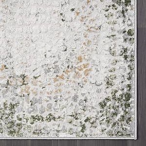Abani Atlas 4'x6' Green/Grey Area Rug, Contemporary Abstract - Durable Non-Shedding -Easy to Clean