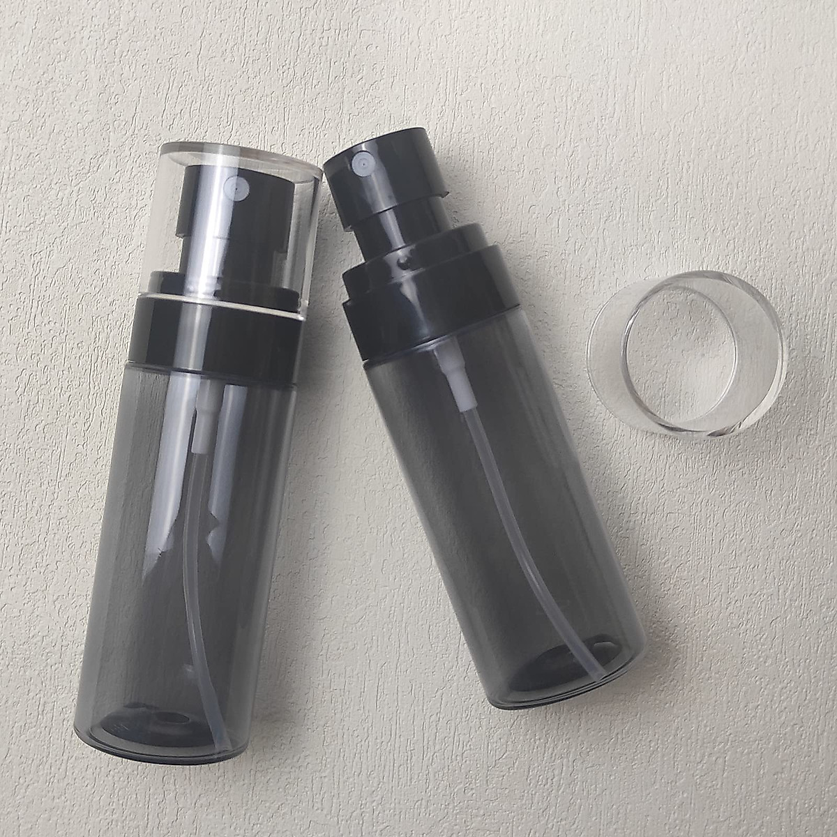 PimyRcyi 2oz Small Travel Spray Bottle Empty 60ml Transparent Black Fine Mist Toner Plastic Bottle(6pcs,Black)