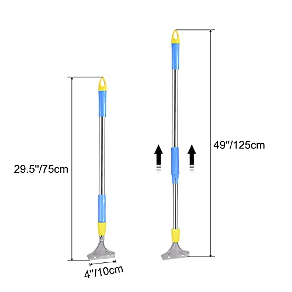 uxcell 49" Adjustable Floor Scraper Flooring Removal Tool with Long Steel Handle for Window Paint Glass Wall