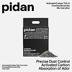 pidan Tofu Cat Litter Flushable Mixed Litter with Activated Carbon Bentonite, Odor Free Absorbent, Fast Drying, Selected Quality Pea Dregs, Solubility in Water, Vacuum Package(6L-5.3lb/Bag, 4bag)