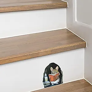 3Pcs 3D Realistic Mouse Wall Stickers, Mouse Reading Book Wall Decals Wall Decor, Removable Wall Art Murals for Living Room Nursery Bedroom Kids Room Home Wall Decorations