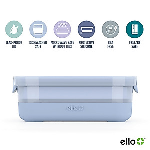 Ello 10 Pc BPA Free Plastic Meal Prep Container Set - 5 Pack with Silicone Boots, Airtight Lids, Dishwasher & Microwave Safe, Elderberry