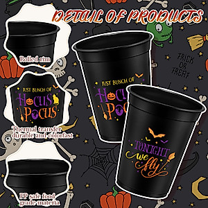 Jinei Disposable Halloween Cups 16 oz Halloween Plastic Party Cups for Halloween Party Decoration Coffee Wine and Hot Cold Drinks for a Halloween Party Favors, Black (200 Pcs)