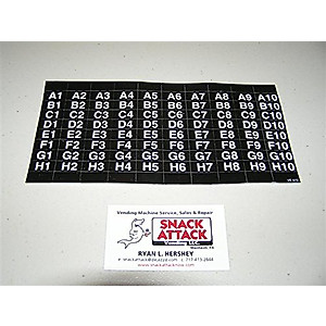 (AP) Automatic Products Snack Machine Selection Label Sheet 4600, 6600, 7600, 111, 112, 113