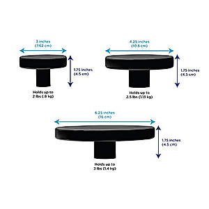 MELANNCO Round MDF Wall Hook, Set of 3, Black