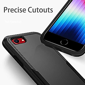 Hsefo Compatible with iPhone SE 2020/2022 Case, for iPhone 7/8 Case, Heavy Duty Shockproof Protective Black Phone Case for SE2 / SE3 / 7/8, 4.7-inch