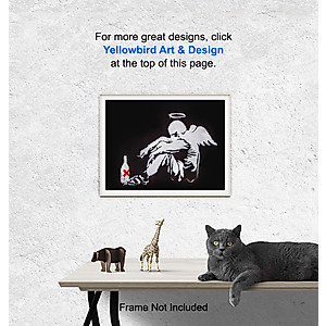 Banksy Fallen Angel Wall Art Poster Print - 8x10 Urban Graffiti Street Art Room Decor, Home Decoration - Cool Gift