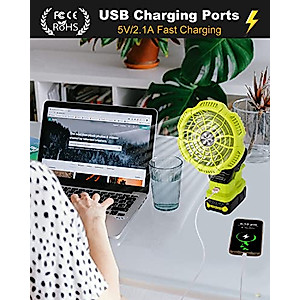 Taingwei Portable Clip on Fan for Ryobi 18v Battery,Battery Powered Stroller Fan with 3 Energy Efficient Speed Settings for Bedroom,Outdoor,Camping and Job Site(Tool Only)