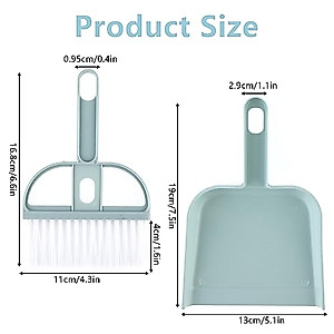 Mini Broom and Dustpan Set, Small Dust Pans with Brush Hand Broom Dustpan Brush Dust Pan and Broom/Dustpan Combo Set for Desk, Countertop, Sofa, Key Board Office, Kitchen, Pet Nest (Blue)