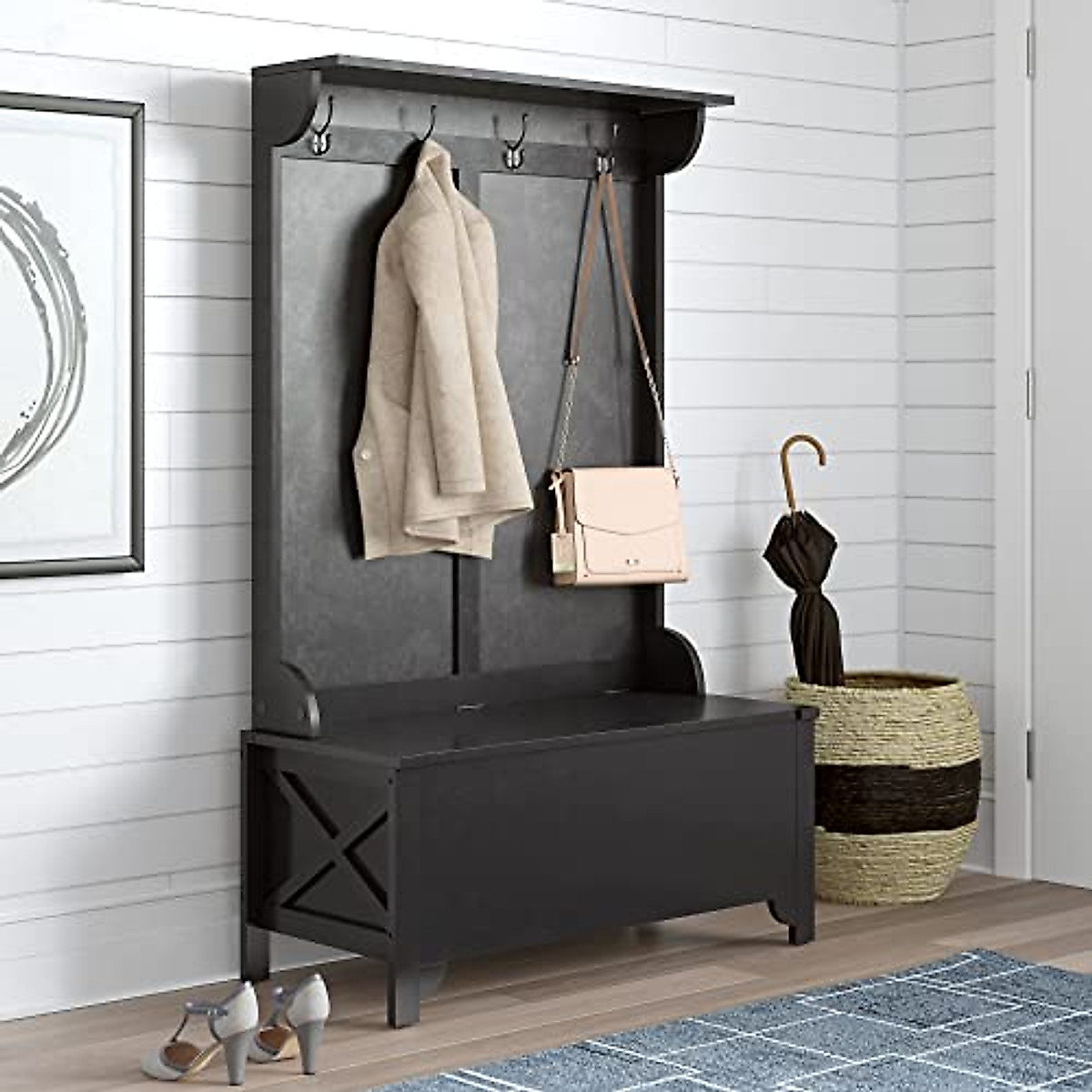 Linon Home Decor Anna Hall Tree-Wide Bench, Black