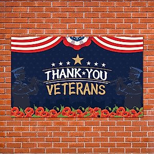 Veterans Day Backdrop Thank You Veterans Banner Patriotic Decor Veterans Day Memorial Day 4th of July Fourth of July Patriotic Decoration for Home