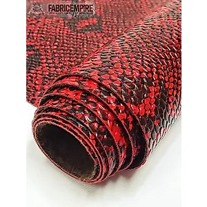 Vinyl Fabric Embossed Texture Rattlesnake Fake Leather Sold by The Yard (Ruby Red)